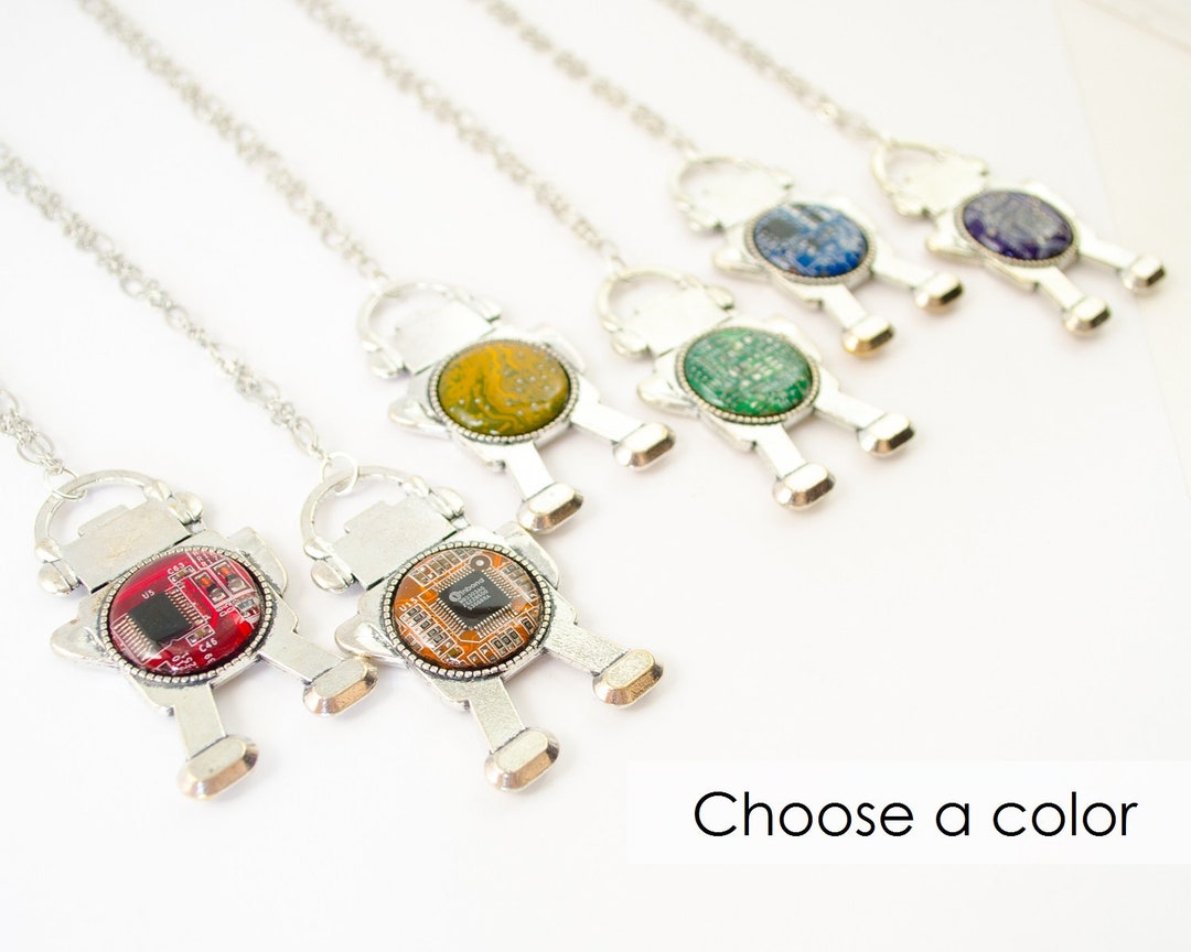 Circuit Board Robot Necklace, Geeky Necklace, Robotics Jewelry ...