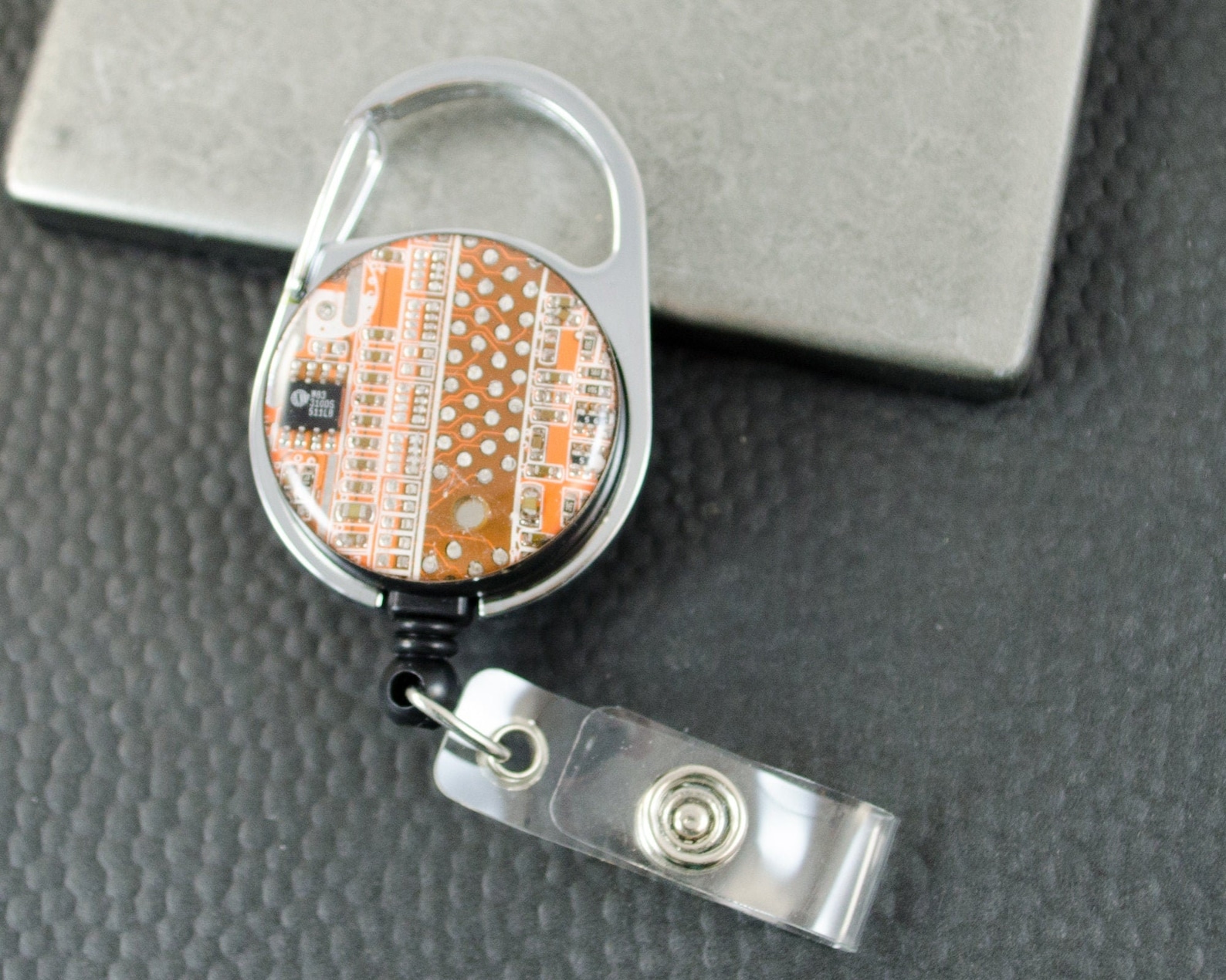 Recycled Circuit Board Retractable Badge Holder, Geeky Badge Reel ...