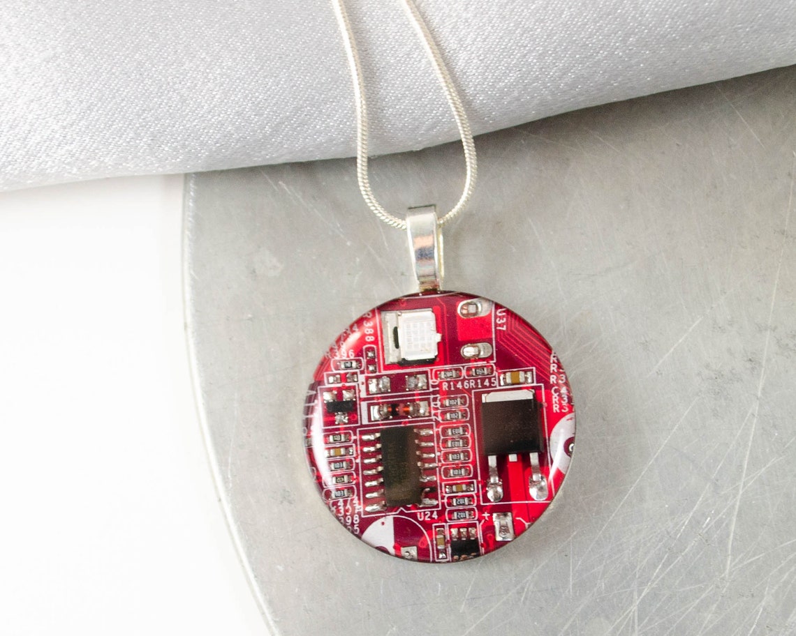 Circuit Board Necklace LARGE Red Upcycled Motherboard Jewelry - Etsy