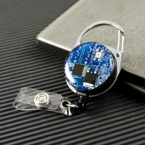 Circuit Board Retractable Badge Holder Blue, Circuitry ID Holder, Geek ...