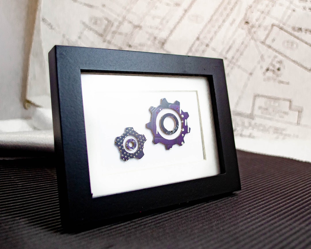 Gears Circuit Board Art - Mini Engineering Framed Art - Father's Day ...