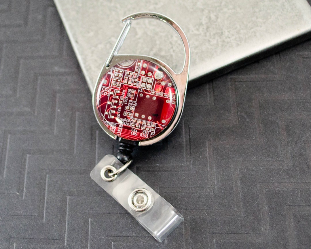 Circuit Board Retractable Badge Holder Red, Computer Engineer Gift ...