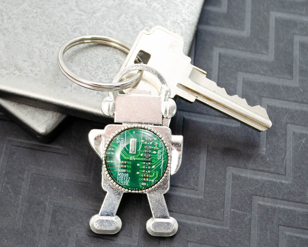 Circuit Board Robot Keychain Green, Robotics Engineer Gift, Electrical ...