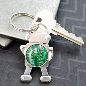Circuit Board Robot Keychain Green, Robotics Engineer Gift, Electrical ...