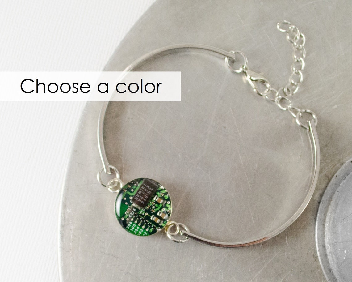 Circuit Board Link Bracelet Silver Band Cuff Bracelet - Etsy