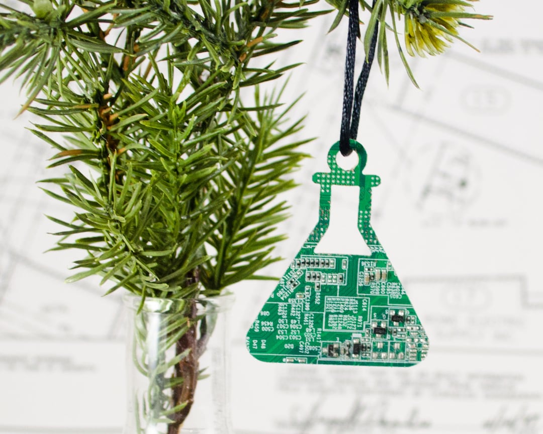 Circuit Board Erlenmeyer Flask Ornament, Geeky Christmas Ornaments ...
