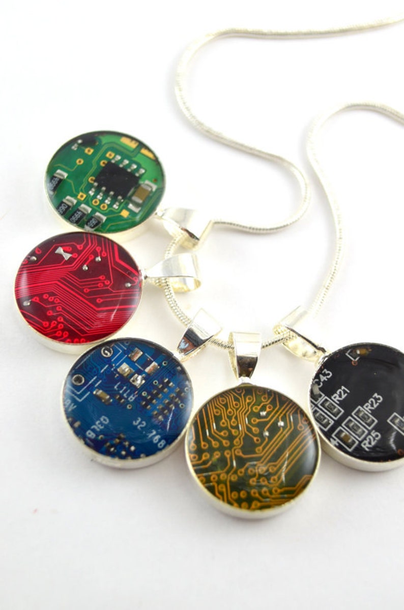 Recycled Circuit Board Necklace Small Size | Etsy
