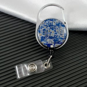 Recycled Circuit Board Retractable Badge Holder, Geeky Badge Reel ...