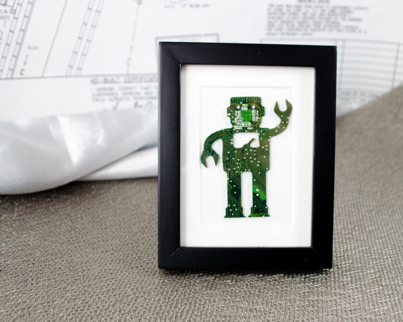 Mini Robot Circuit Board Framed Art Custom Recycled | Etsy