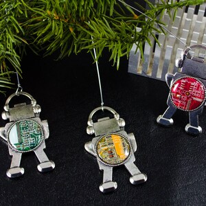 Robot Ornament, Recycled Circuit Board Ornament, Robot Engineer Gift ...