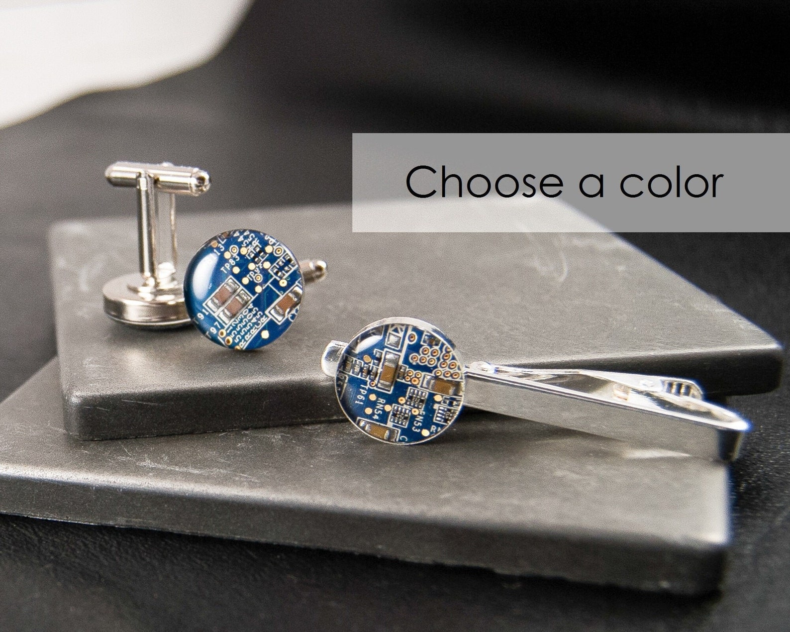 Circuit Board Cufflinks and Tie Bar Set, Groomsmen Gift, Geeky Engineer ...