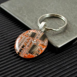 Circuit Board Keychain Orange, Information Technology Gift, Industrial ...