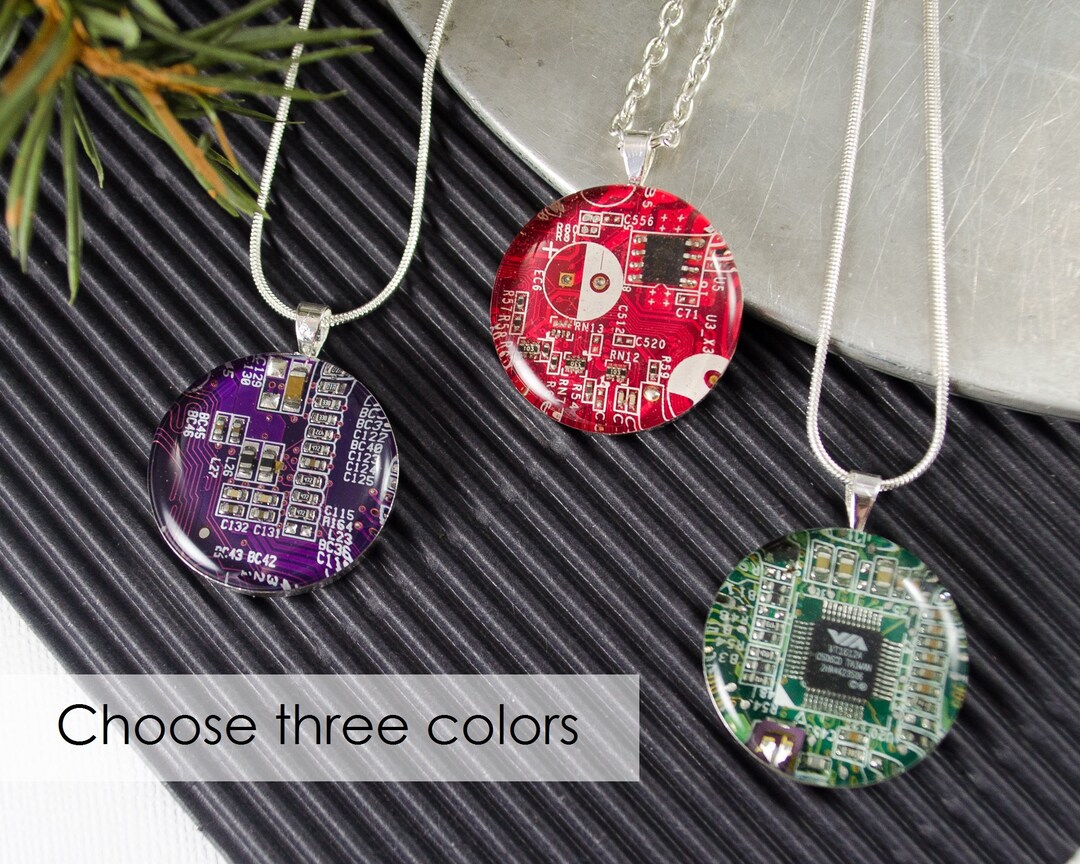 Circuit Board Necklaces, Set of 3 for Stocking Stuffers, Engineer Gift ...