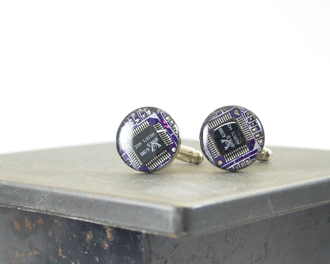 Violet Circuit Board Cufflinks, Recycled Computer Jewelry, Geeky ...