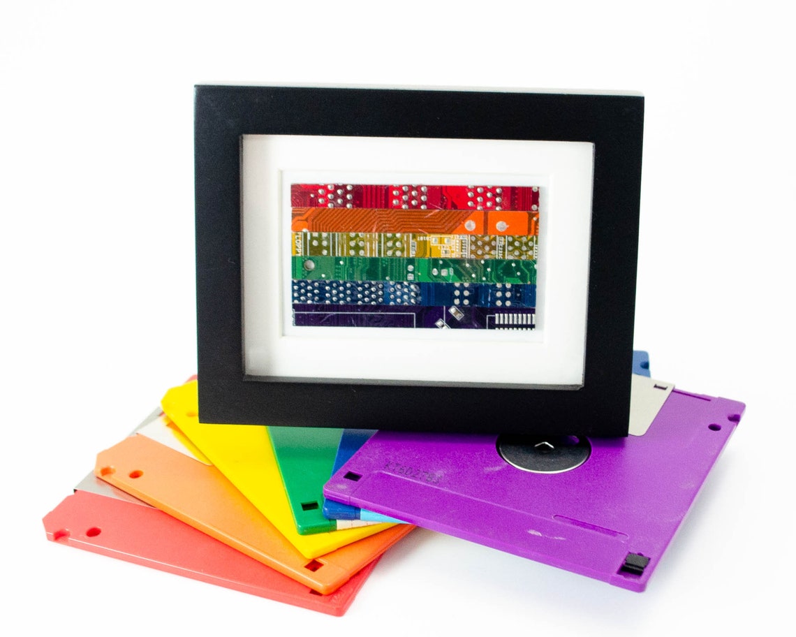 Mini Rainbow Circuit Board Framed Art Recycled Motherboard - Etsy