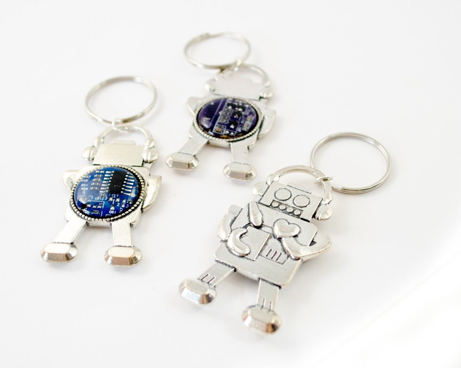 Robot Keychain Circuit Board Robot Key Fob Geeky Key Chain - Etsy