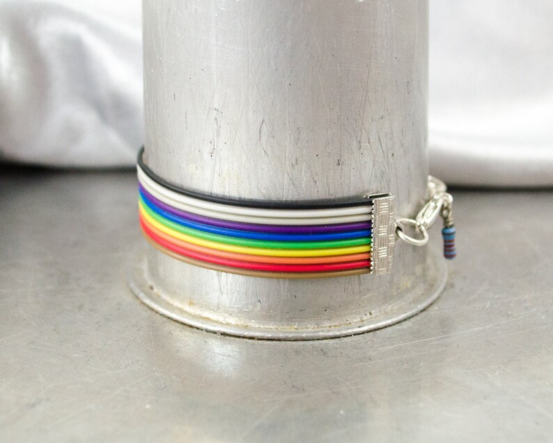 Ribbon Cable Adjustable Bracelet With Resistor, Rainbow Bracelet ...