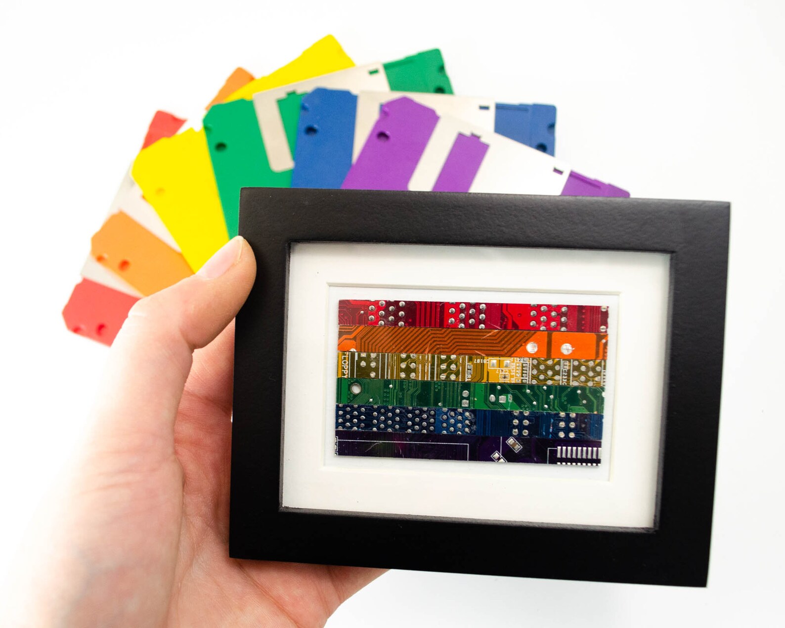Mini Rainbow Circuit Board Framed Art Recycled Motherboard - Etsy