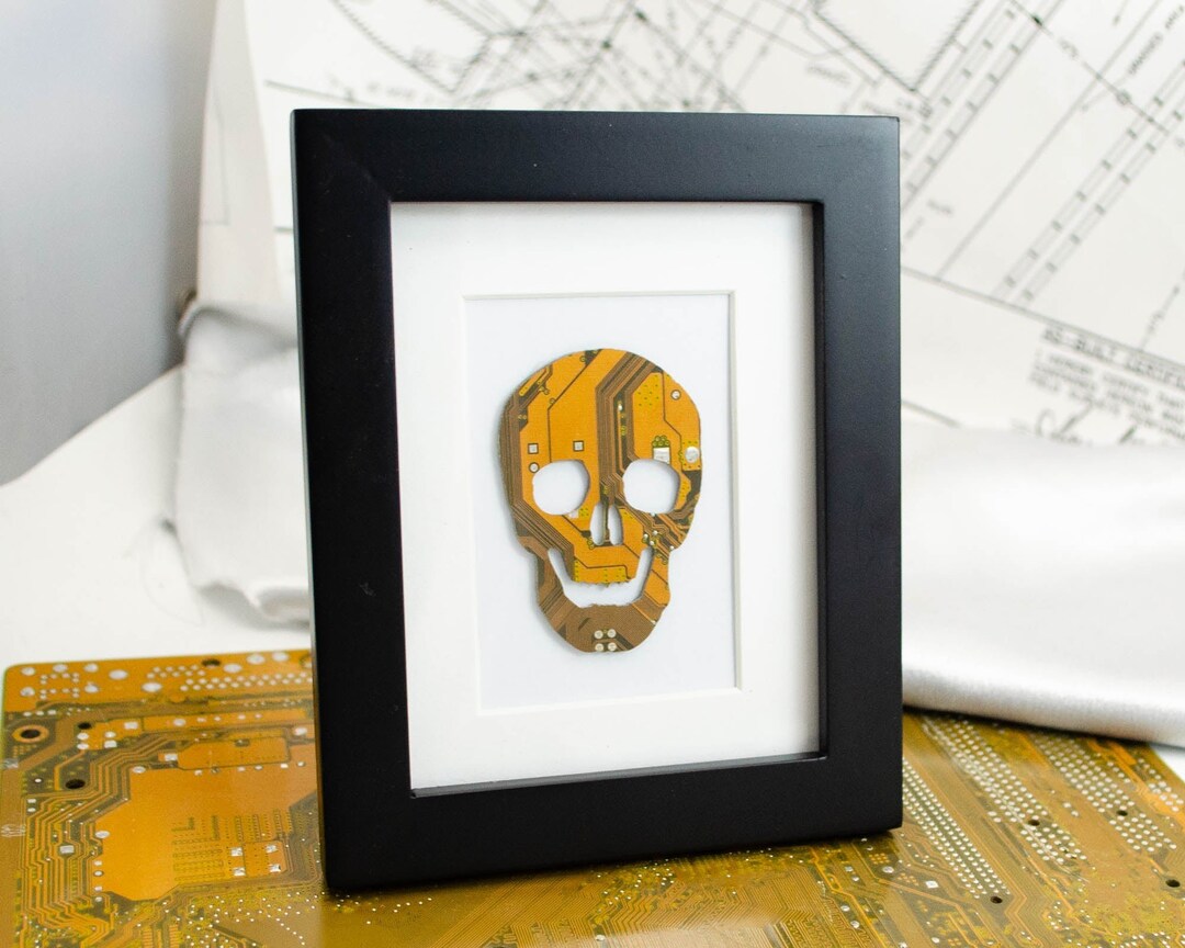 Human Skull Circuit Board Art - Mini Framed Skeleton Art - Anatomy Gift ...