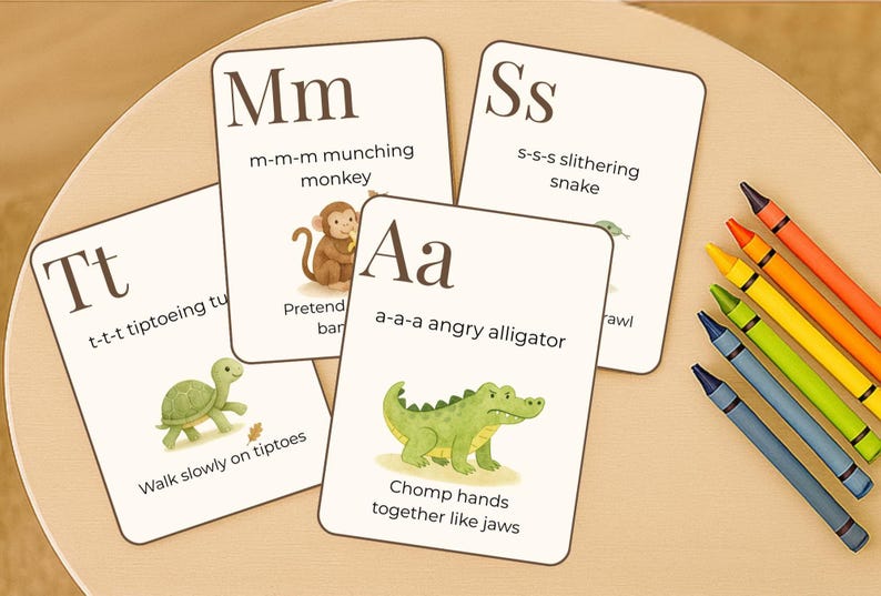 Montessori Alphabet Flashcards · A–Z Letters With Movements · Neutral ...