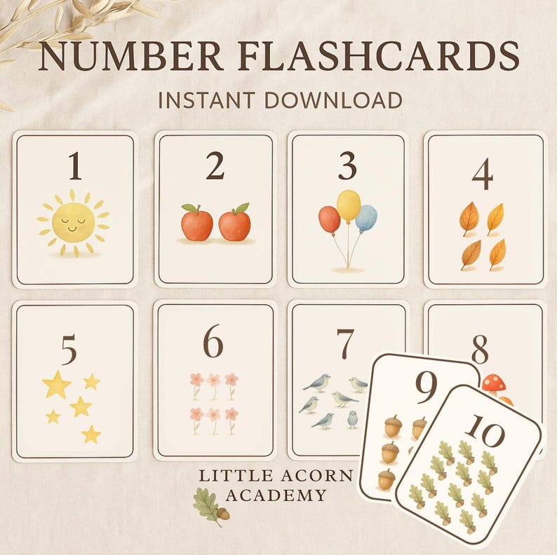 Printable Number Flashcards | Preschool Counting Cards | Toddler Math ...