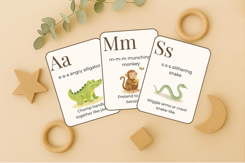 Montessori Alphabet Flashcards · A–Z Letters With Movements · Neutral ...