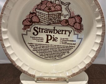 Vintage Strawberry Pie Plate With Recipe - Etsy