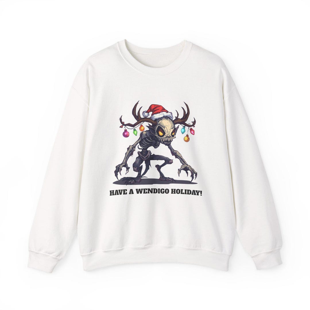 Wendigo With Santa Hat Have a Wendigo Holiday Sweatshirt | Creepy ...