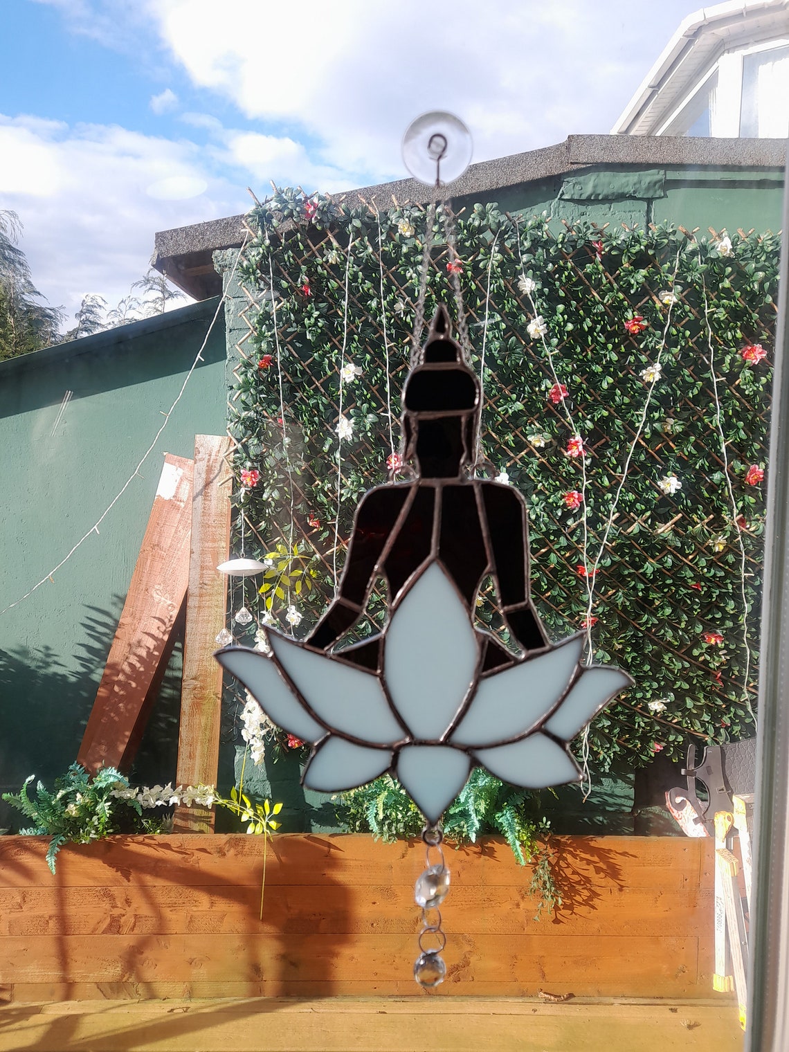 Stain Glass Hanging Buddha on Lotus - Etsy