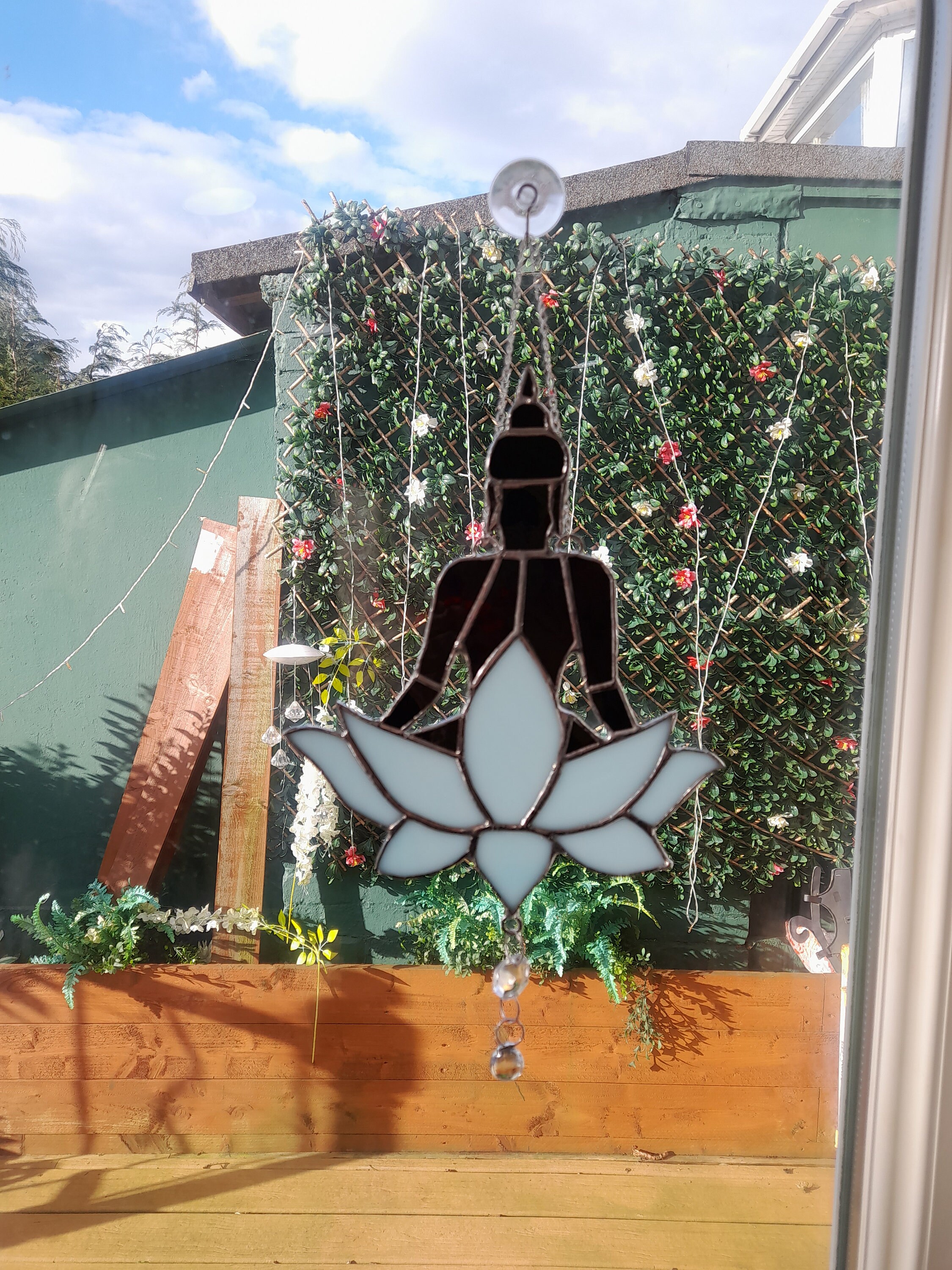 Stain Glass Hanging Buddha on Lotus - Etsy
