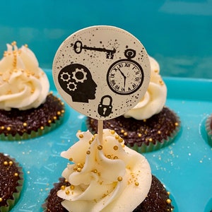 Escape Room Cupcake Toppers W Aged Background Plus Alternate Backs