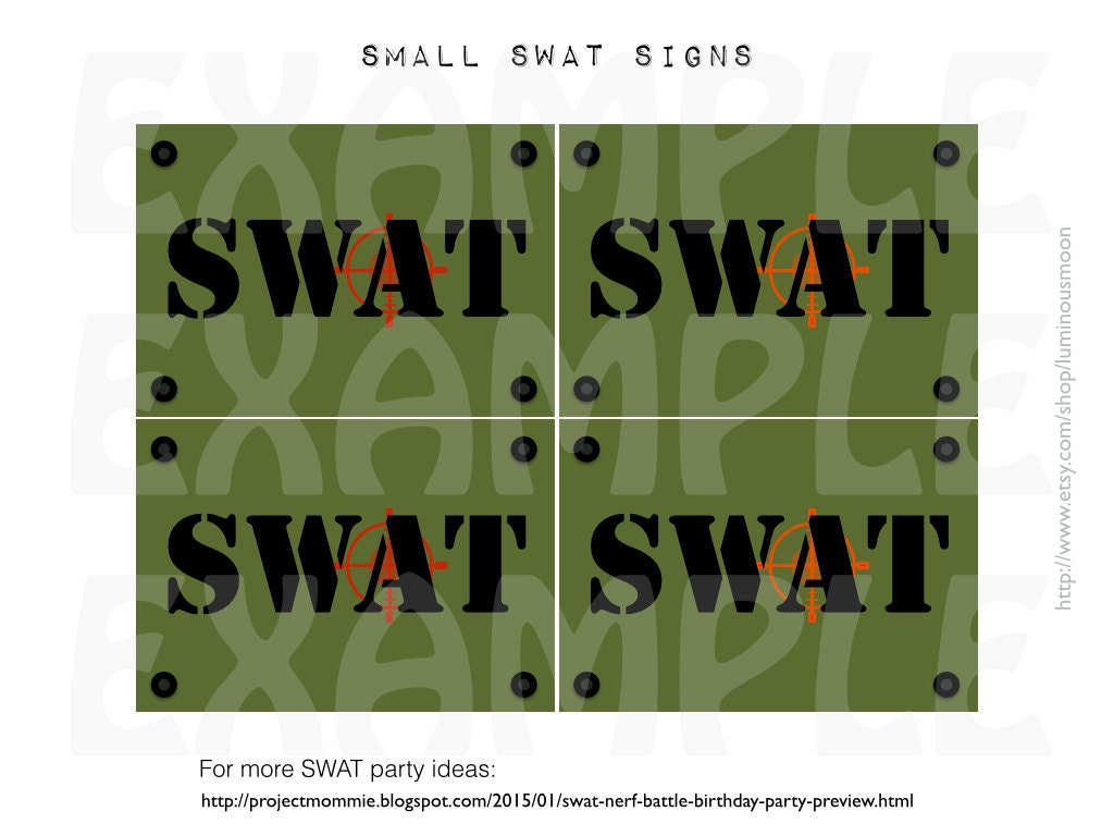 PDF: Printable SWAT Signs Small Medium and Large Green | Etsy