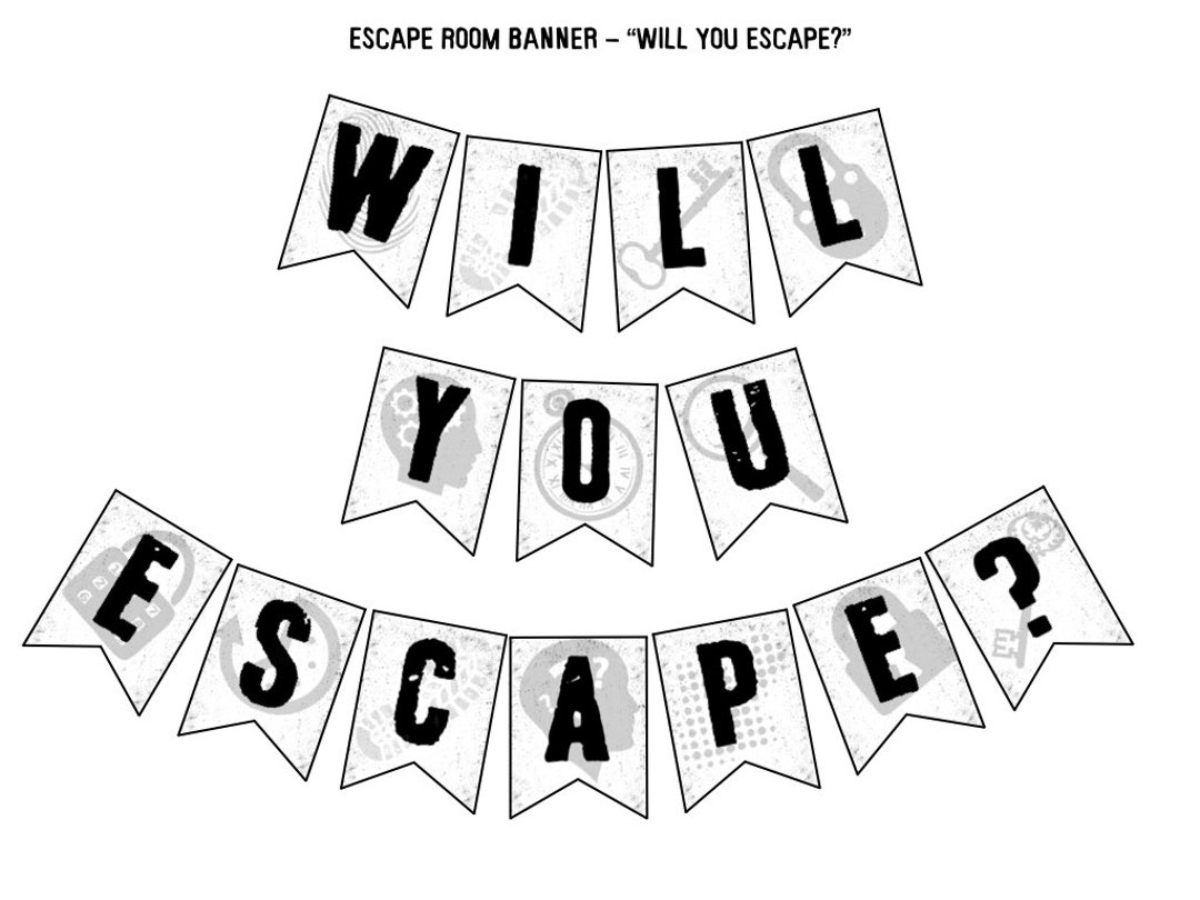Escape Room-themed Party Banner With Aged Background - DIY "will You ...