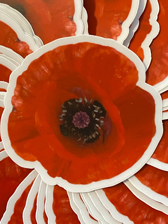 Paper & Party Supplies Stickers Remembrance Day Poppy Flower Stickers ...