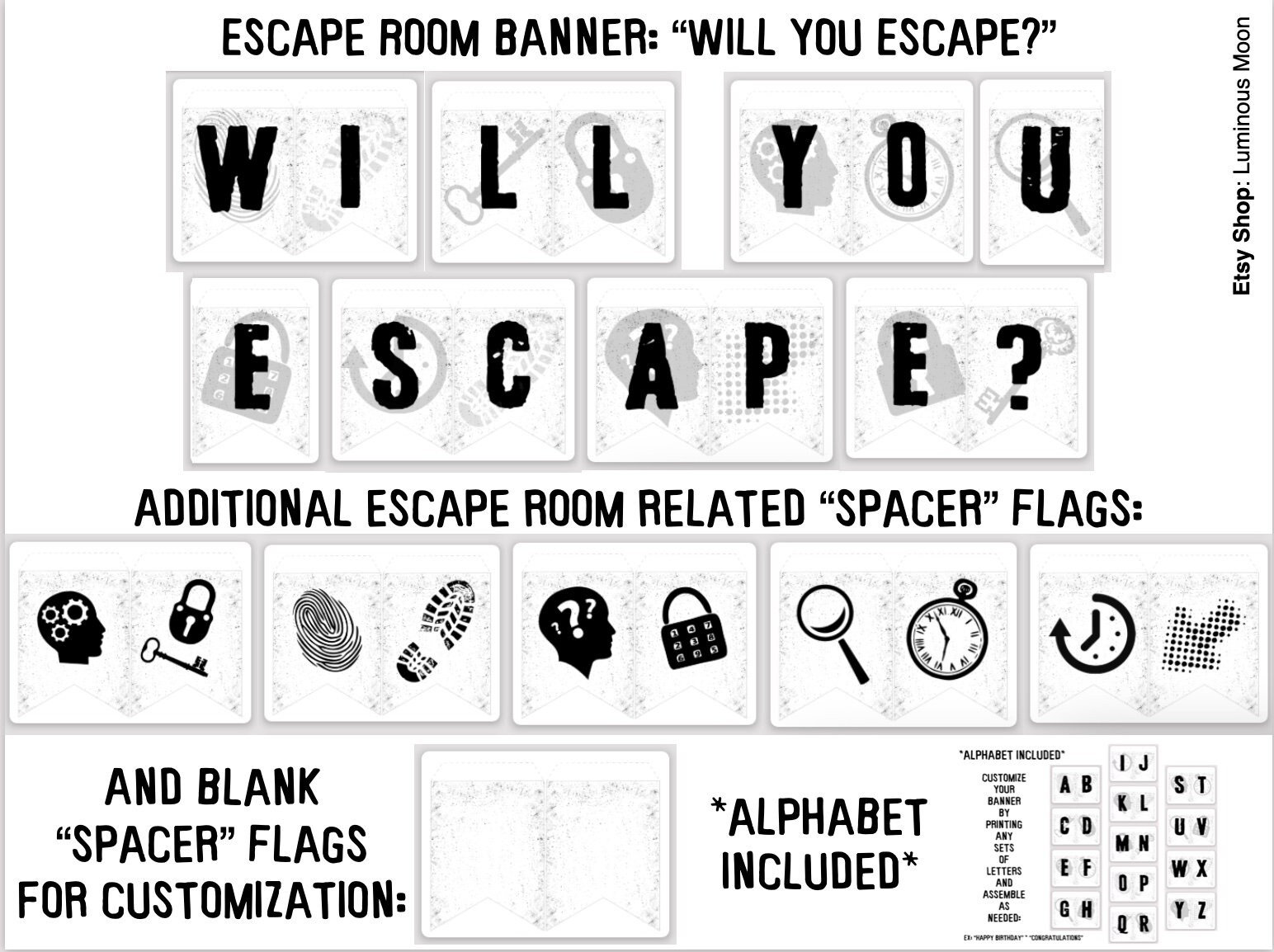 Escape Room-themed Party Banner With Aged Background - DIY "will You ...