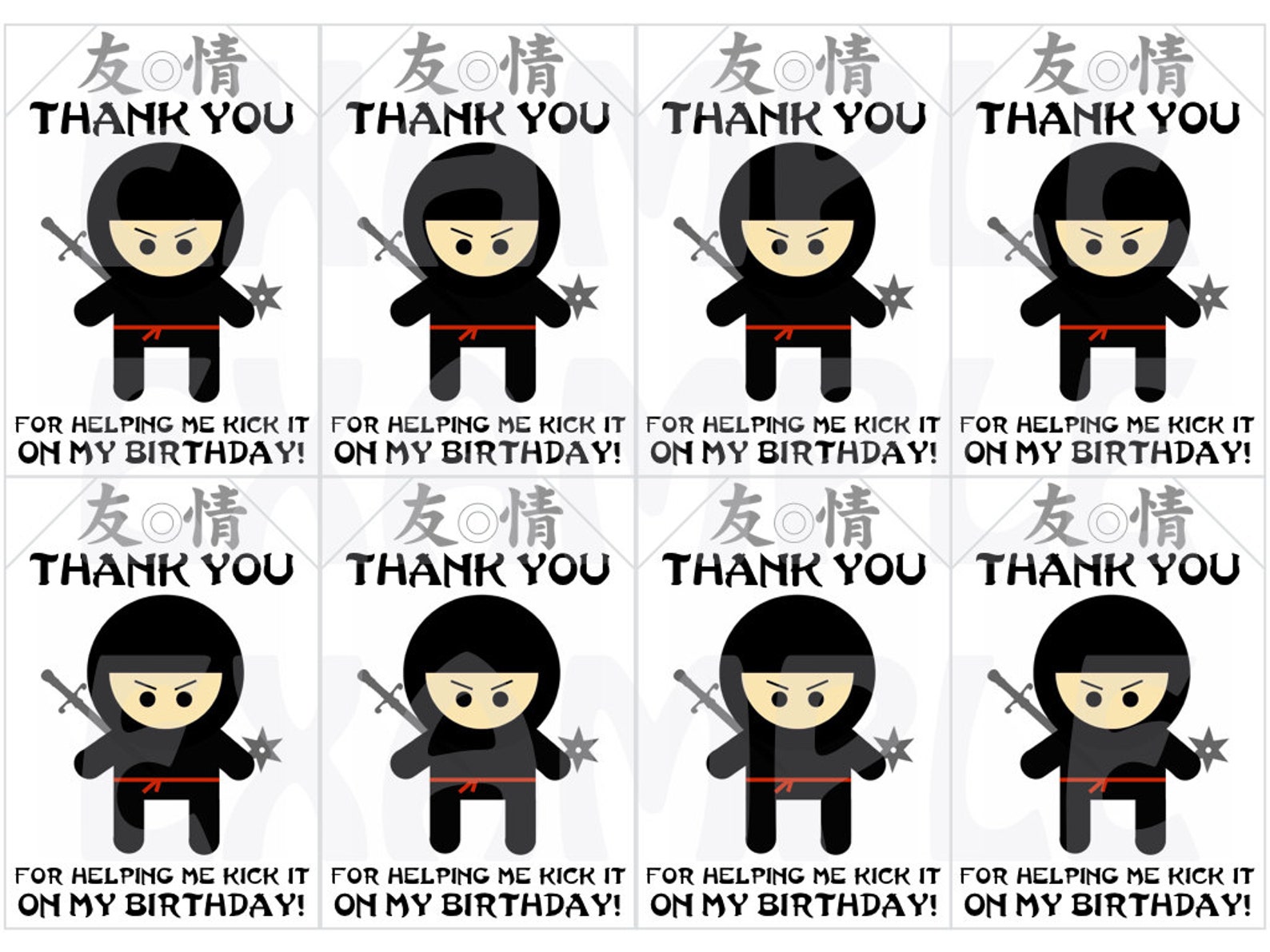 PDF: Ninja Cute but Fierce Party Favor Tags 2 | Etsy