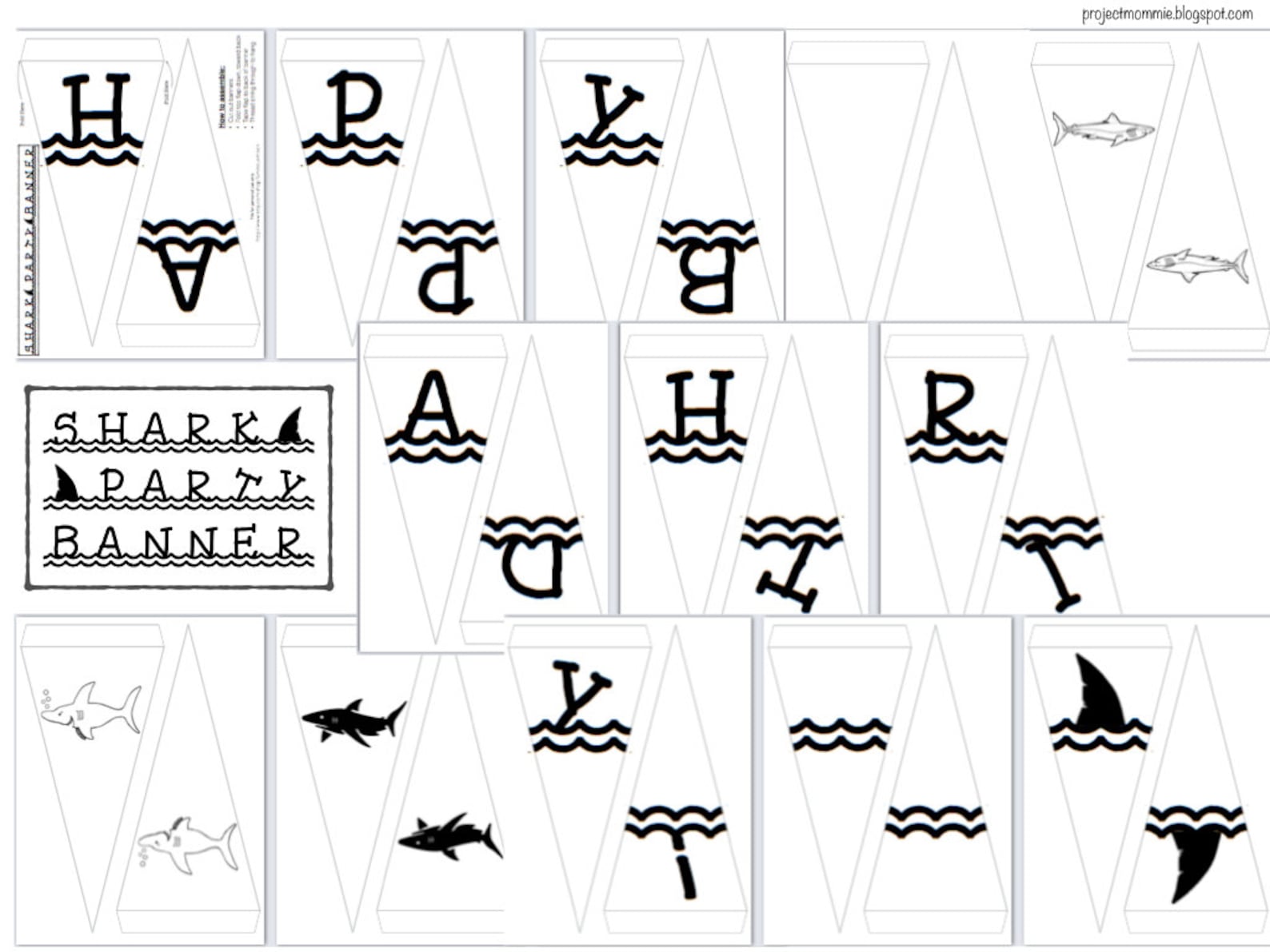 PDF: Shark Party Pennant Banner happy Birthday - Etsy