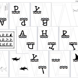 PDF: Shark Party Pennant Banner happy Birthday Shark Pennant Banner ...
