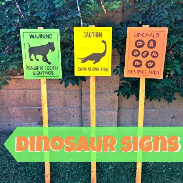 Dinosaur Warning Party Signs - Etsy