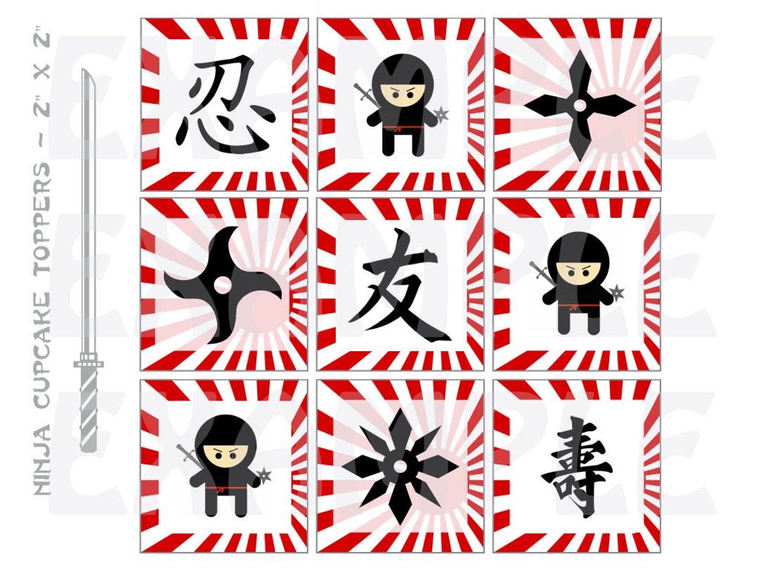PDF: "cute but Fierce" Ninja Cupcake Toppers - Rising Sun Flag ...