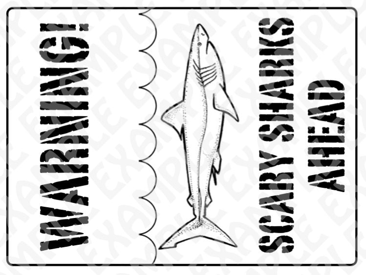PDF: Shark Party Sign - "warning Scary Sharks Ahead" - Digital File DIY ...