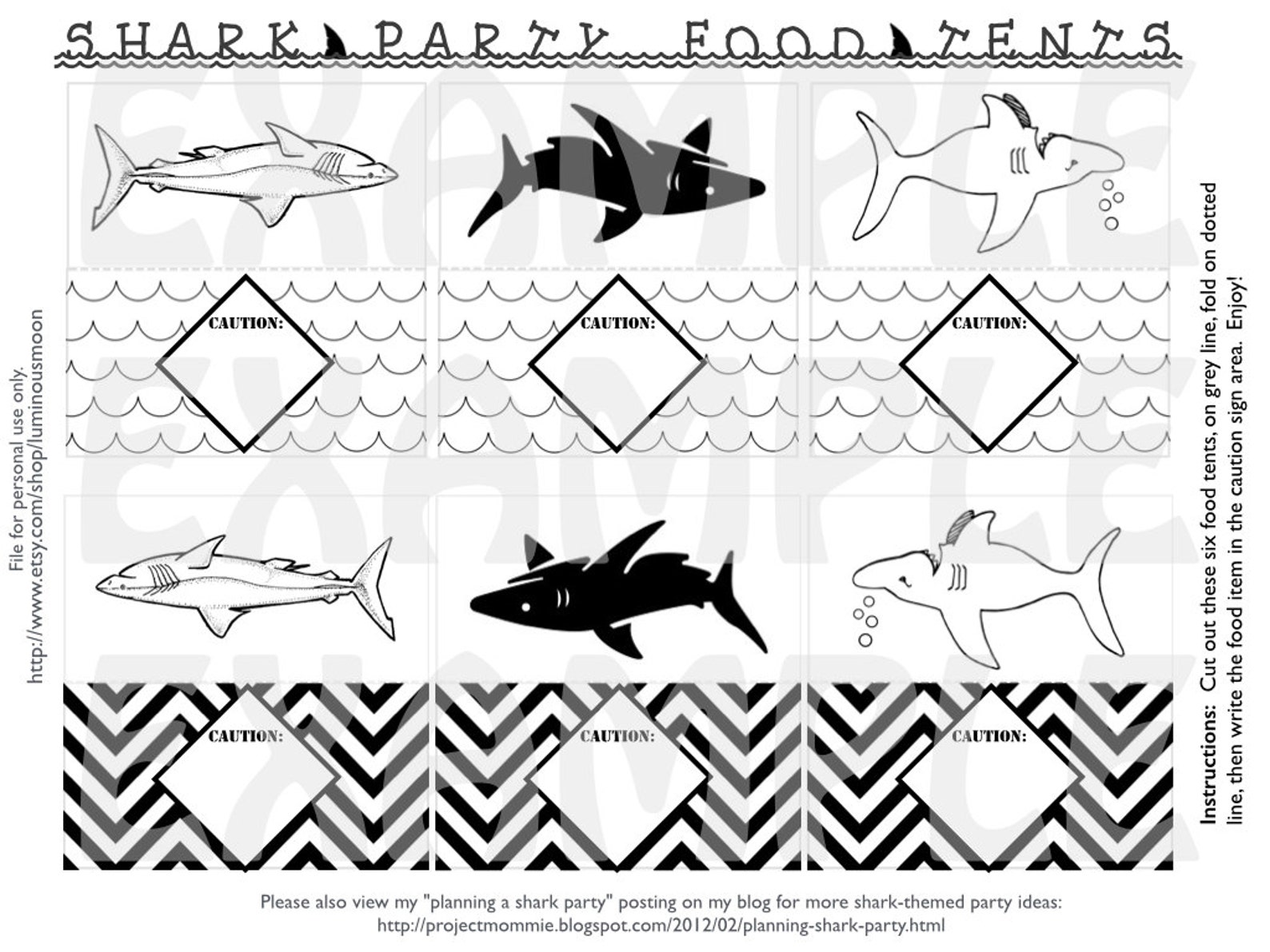 PDF: Shark Food Tent Label Food and Dessert Labels - Etsy