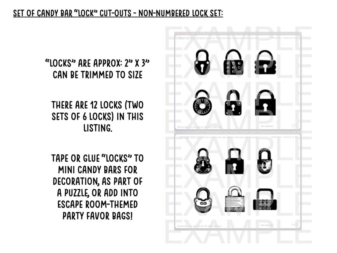 Candy Bar "lock" and "key" Cut-outs - Escape Room-themed PDF - Approx 2 ...