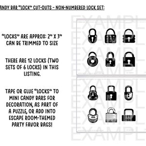 Candy Bar "lock" and "key" Cut-outs - Escape Room-themed PDF - Approx 2 ...