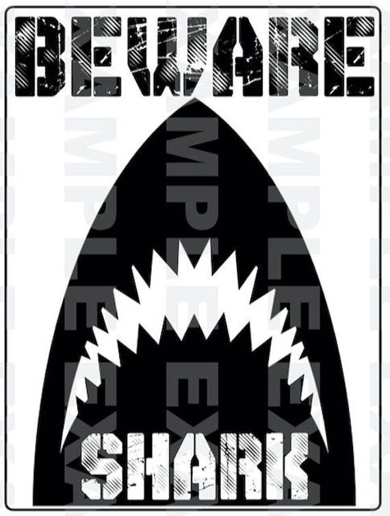 PDF: Beware Shark Party Sign - "Beware Shark" - Digital File DIY Printable Shark Week by ...
