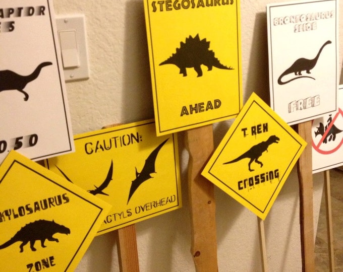 PDF: Set of 7 Dinosaur Crossing Signs Dinosaur Themed Party - Etsy