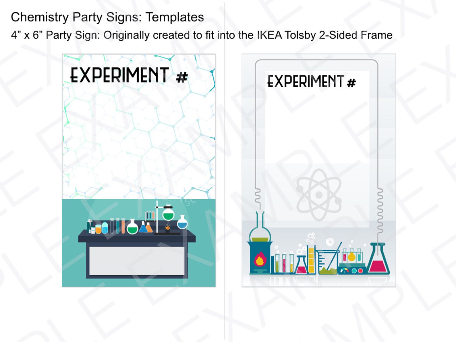JPG & PDF: Chemistry/science Party Signs (4" X 6") Templates Digital ...