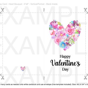 Printable Valentines Day Heart Blank Cards 4x6 and 5x7 Bugs & Bouquets ...