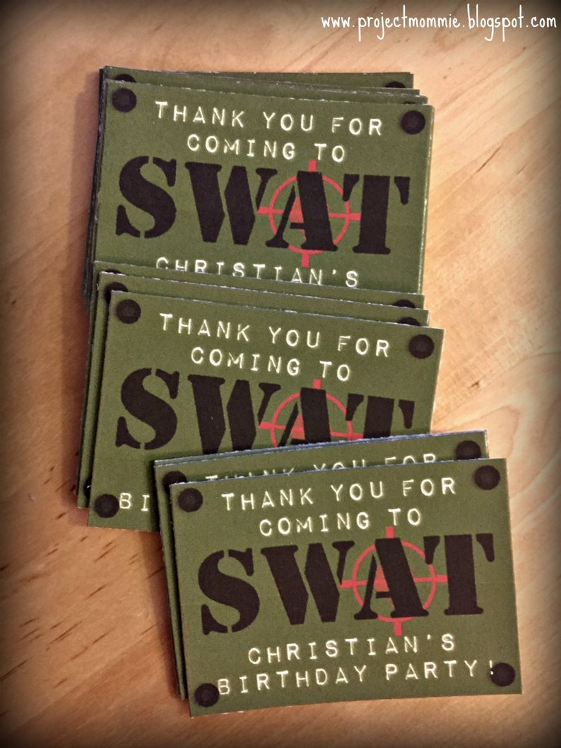 PDF: SWAT Party Favor Tags thank You for Coming - Etsy