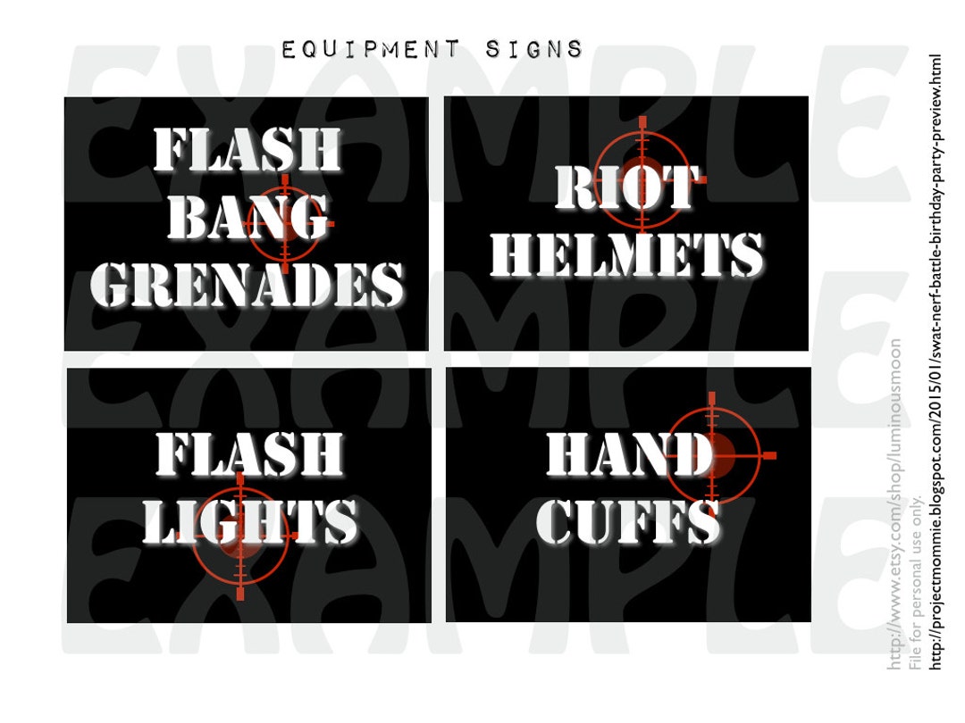 PDF: Printable SWAT Equipment Signs - Set of 20 - Black - Digital File ...